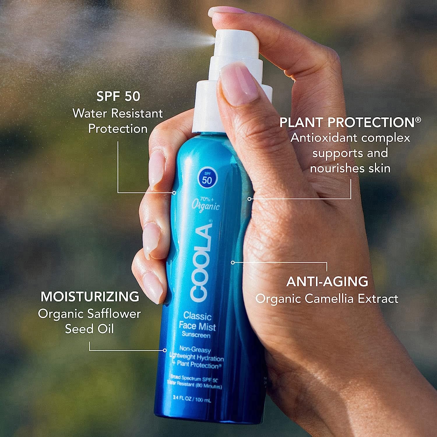 Coola Organic Sunscreen Spf 50 Sunblock Face Mist 3.4 Fl Oz ...